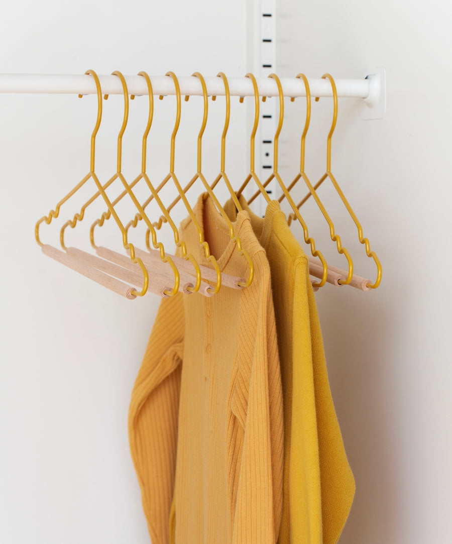 The Hangers in Mustard • Kids Metal Clothes Hangers • Mustard Made ...